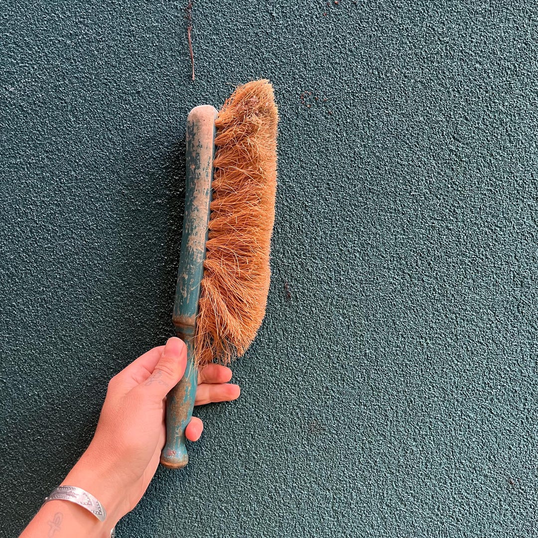 Rustic Blue Hand Brush – Vintage Wire Shop Broom | Primitive Tool Wall ...