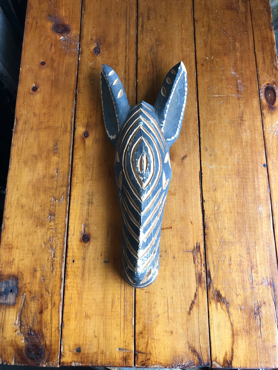 Vintage African Zebra Mask — Handcarved Kenyan Art, Global Decor ...