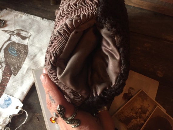 Victorian Lambs Wool Hand Muff: Antique Satin Hand Wa… - Gem
