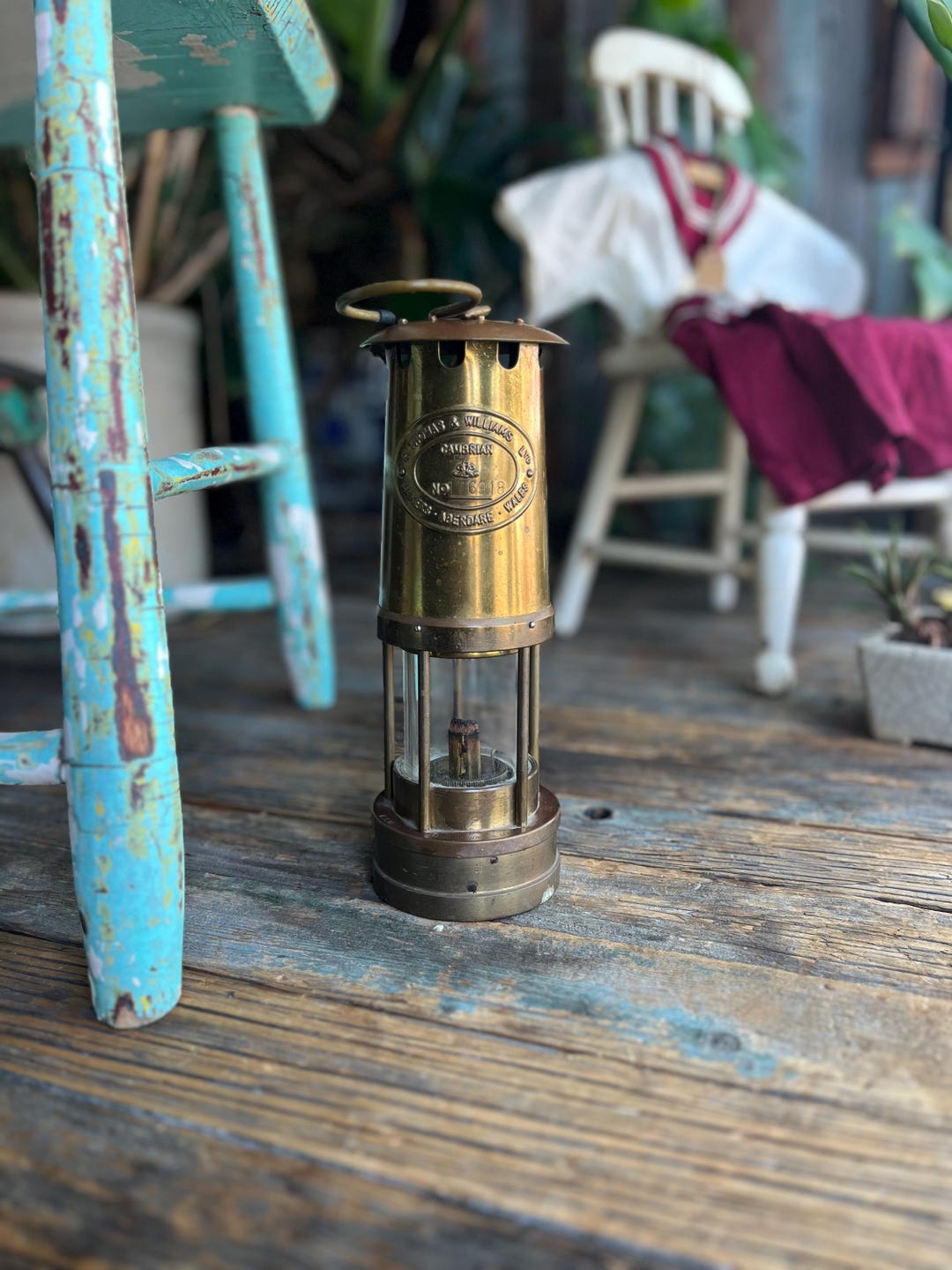 Vintage Brass Miner's Lamp: Welsh Paraffin Lantern by E. Thomas ...