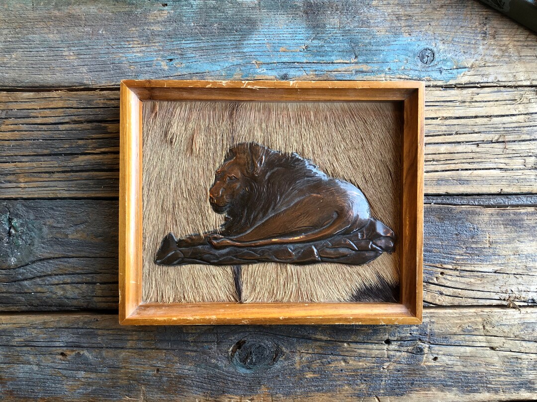 Lion Copper Relief Art Lion Collectible Jungle Decor Raised Copper Wall ...