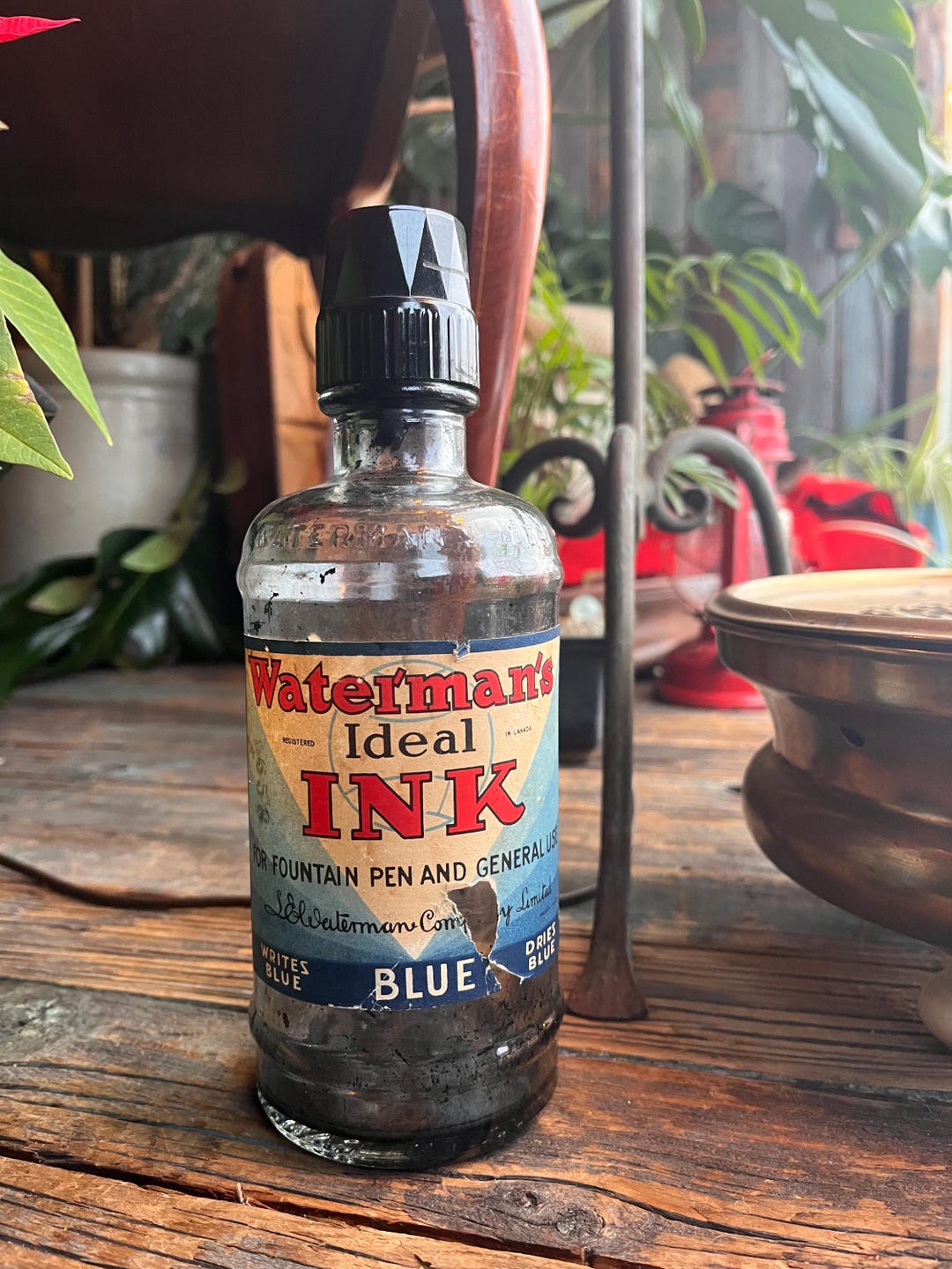 Antique Waterman's Ink Bottle , Fountain Pen Ink Bottle , Calligraphy ...