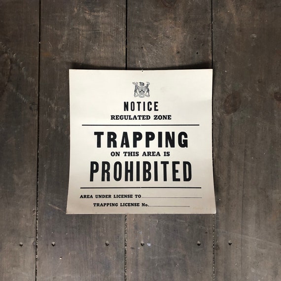 Trapping Prohibited Sign Hunting Sign Vintage Sign | Etsy