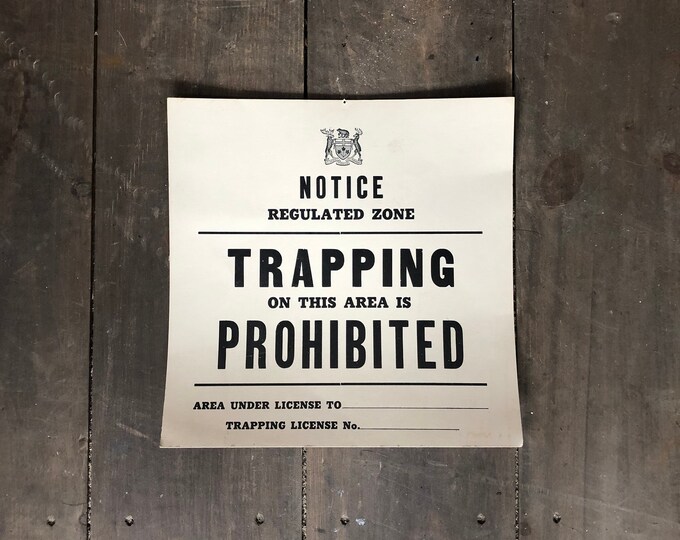 Trapping Prohibited Sign || Hunting Sign || Vintage Sign || Ontario ...