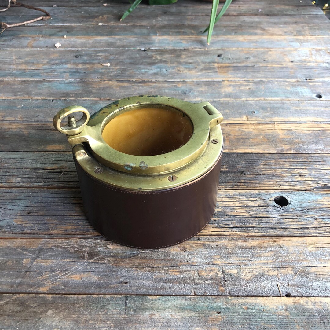 Leather and Brass Porthole Box , Porthole Humidor , Nautical ...
