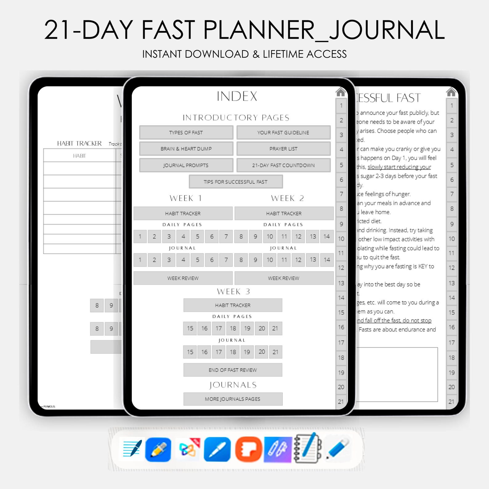 21-day Fast Planner, Undated Fast Tracker Bundle. Spiritual Fasting ...