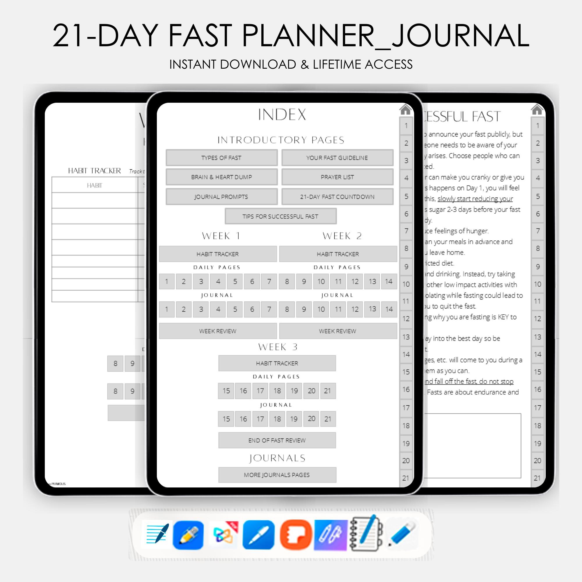 21-day Fast Planner, Undated Fast Tracker Bundle. Spiritual Fasting ...