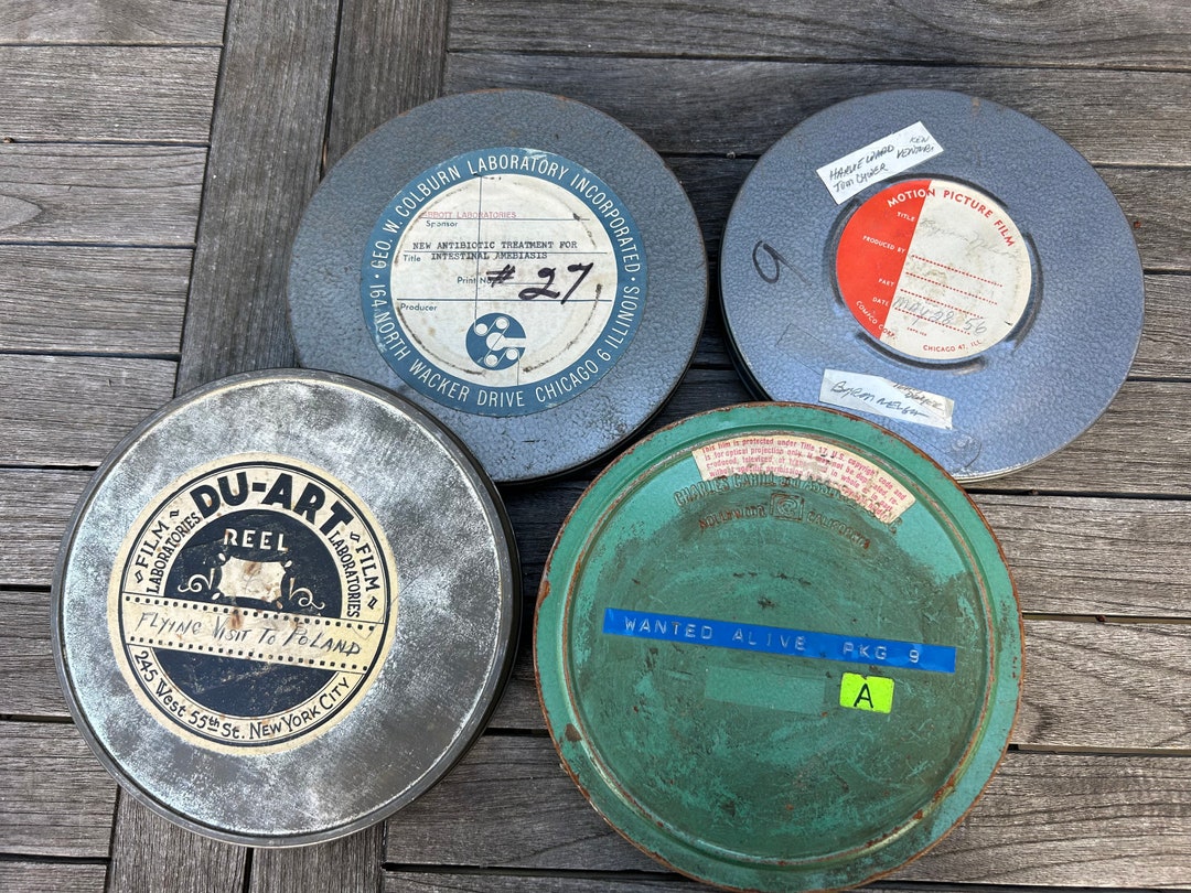 Vintage Rustic 16mm Film Canister AND Films Industrial Chic Man Cave ...