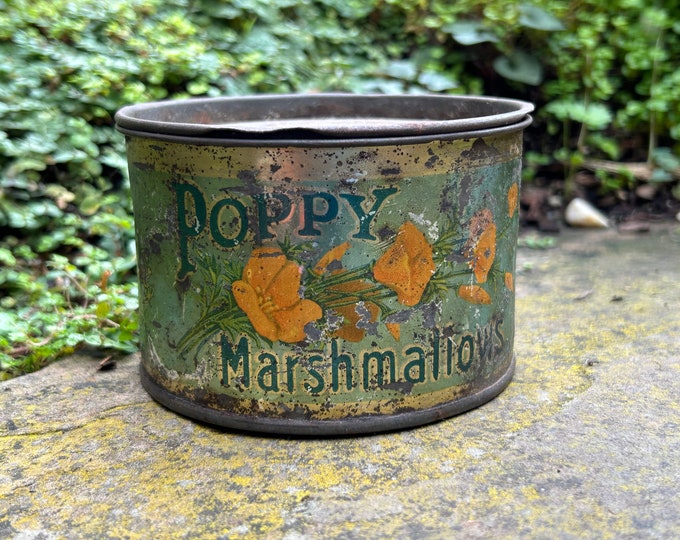 Antique Poppy Marshmallow Tin Henry Rhine and Co San Francisco ...