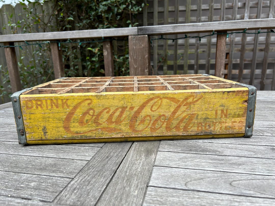 Rustic 1950's Yellow Wood Coca Cola Crate, Rustic Storage, Man Cave ...