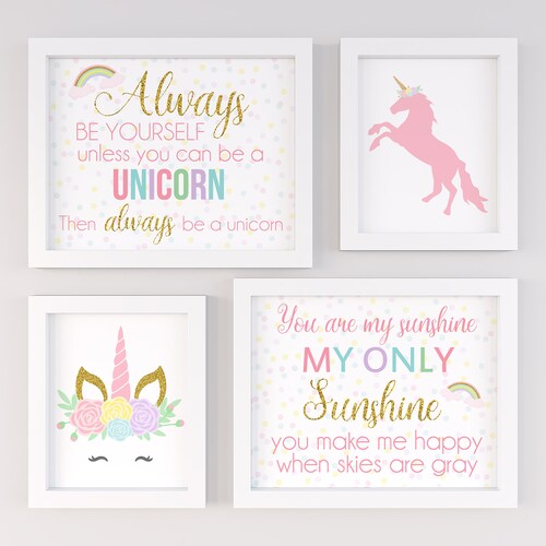 Unicorn Wall Decor Printable Wall Art Nursery Wall Art - Etsy