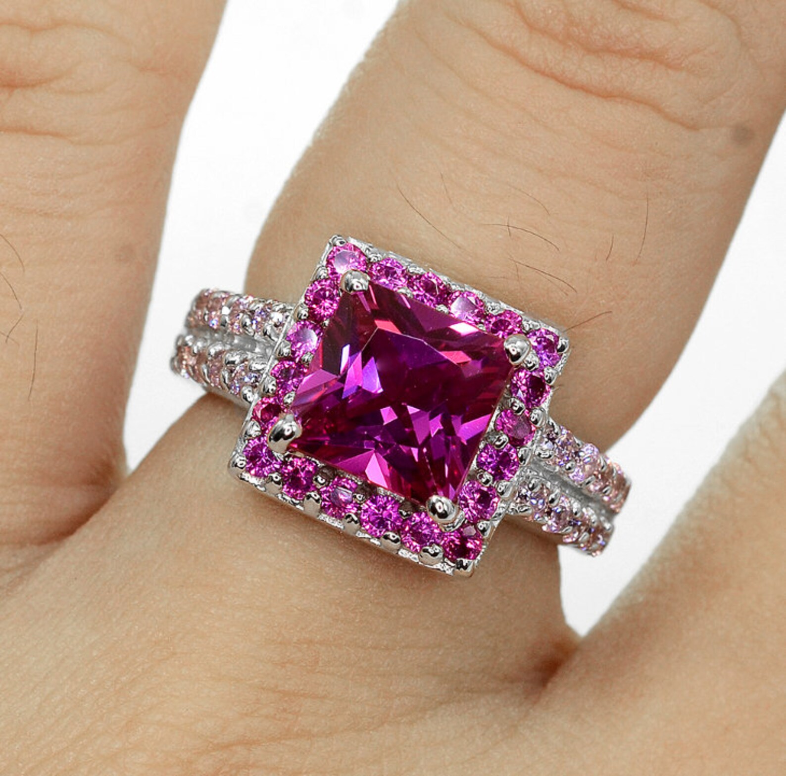 Buy Cherry Pink Tourmaline Ring Silver 925 Size 7 Cushion WEIGHT 3.20 ...
