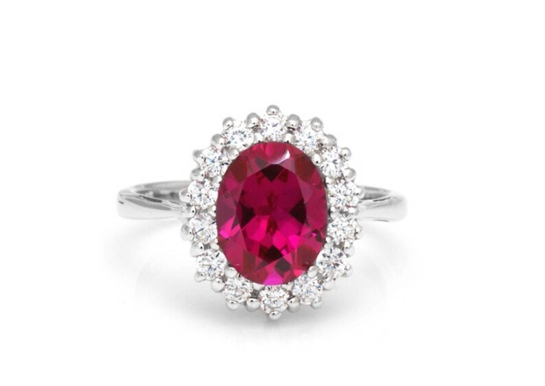 Princess Diana William Kate Middleton's 3.2ct Created Red Ruby ...