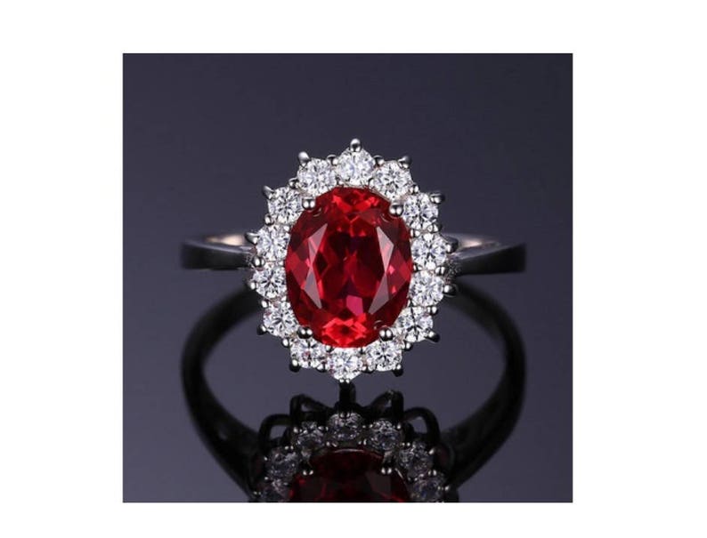 Princess Diana William Kate Middleton's 3.2ct Created Red Ruby ...