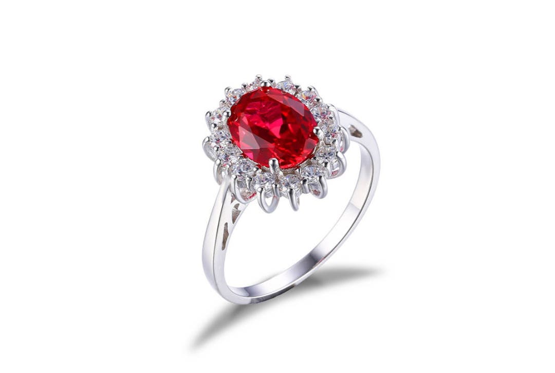 Princess Diana William Kate Middleton's 3.2ct Created Red Ruby ...