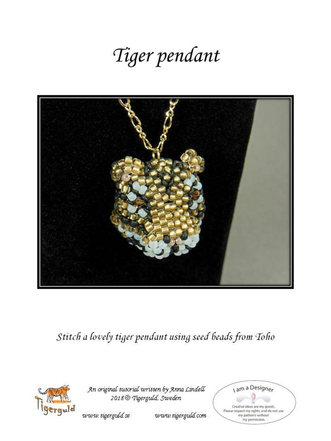 Tiger Pendant - PDF Tutorial by Anna Lindell - Etsy