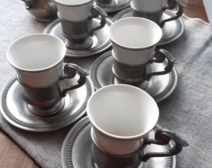 Pewter Cups, Petwer Coffee Set, Vintage Pewter Coffee Cups and Sugar ...