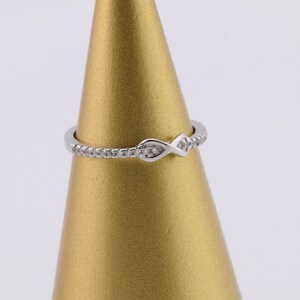 Silver 925 Subtle Ring With White Zircon Infinity, Band Ring, Silver ...