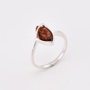 Sterling Silver Ring With Natural Baltic Amber Amber Ring - Etsy UK