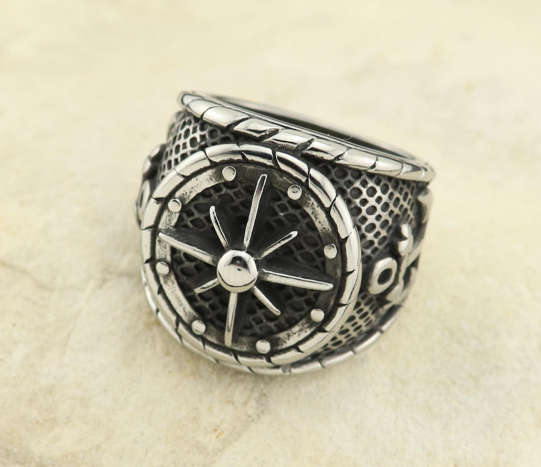 Chunky Stainless Steel Compass Signet Ring: Gothic Punk Style - Etsy