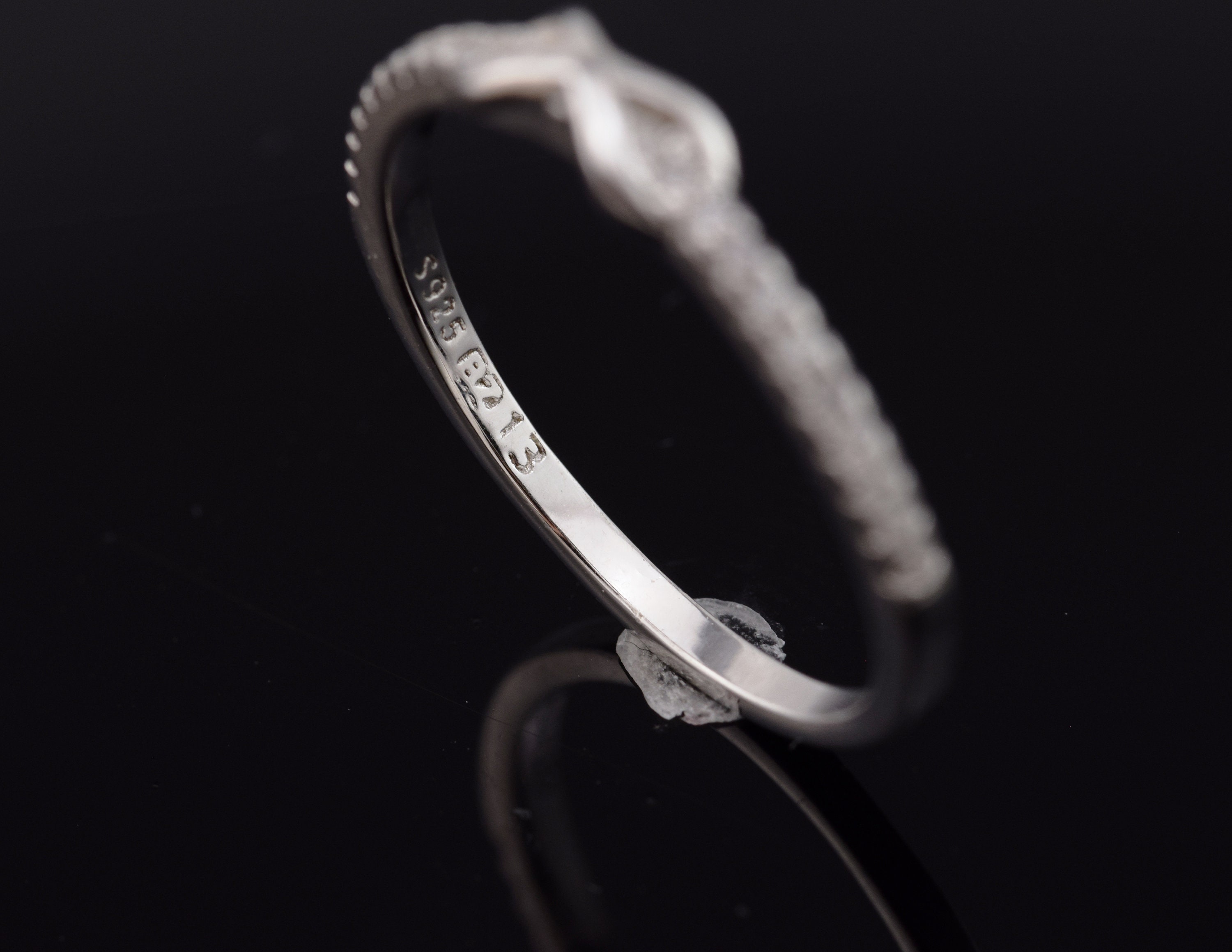 Silver 925 Subtle Ring With White Zircon Infinity Band - Etsy UK