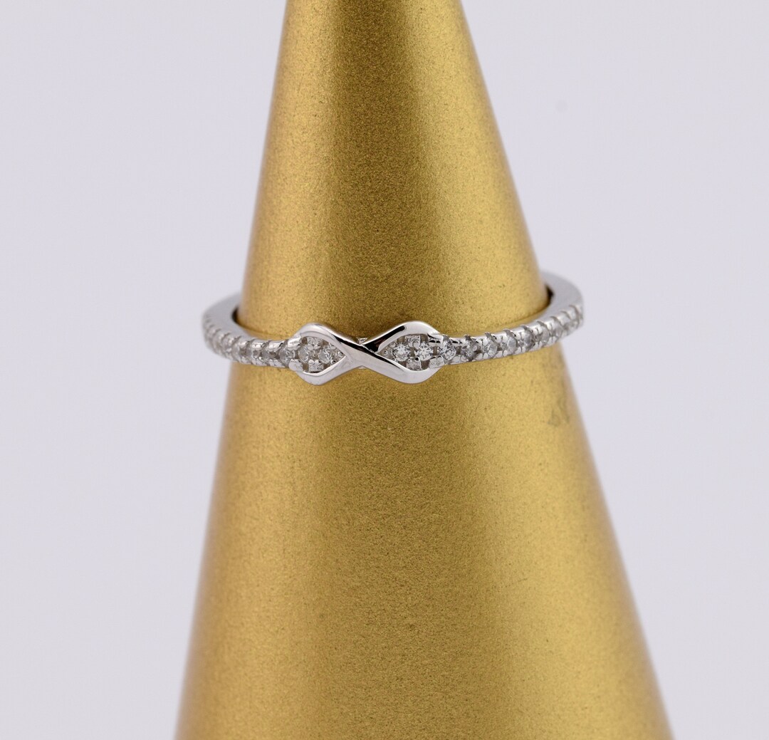 Silver 925 Subtle Ring With White Zircon Infinity, Band Ring, Silver ...