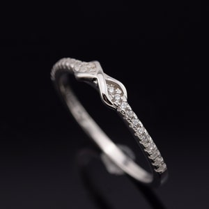 Silver 925 Subtle Ring With White Zircon Infinity, Band Ring, Silver ...