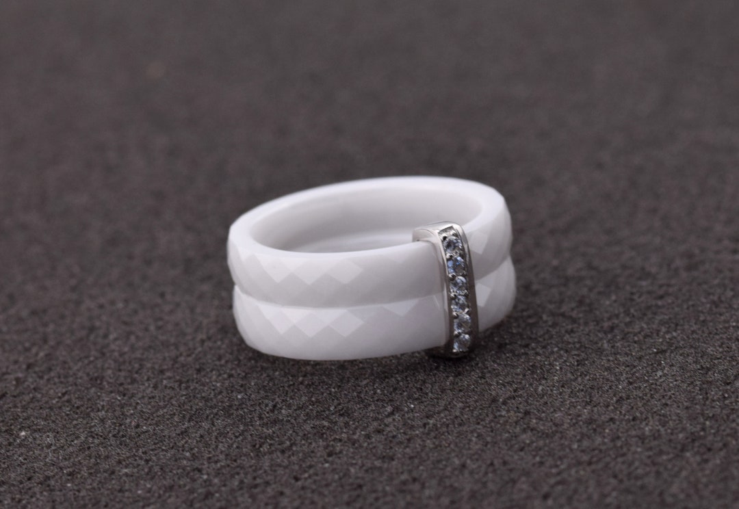 White Ceramic Rings, Ceramic Ring, Elegant Ring, Ceramic Wedding Ring ...