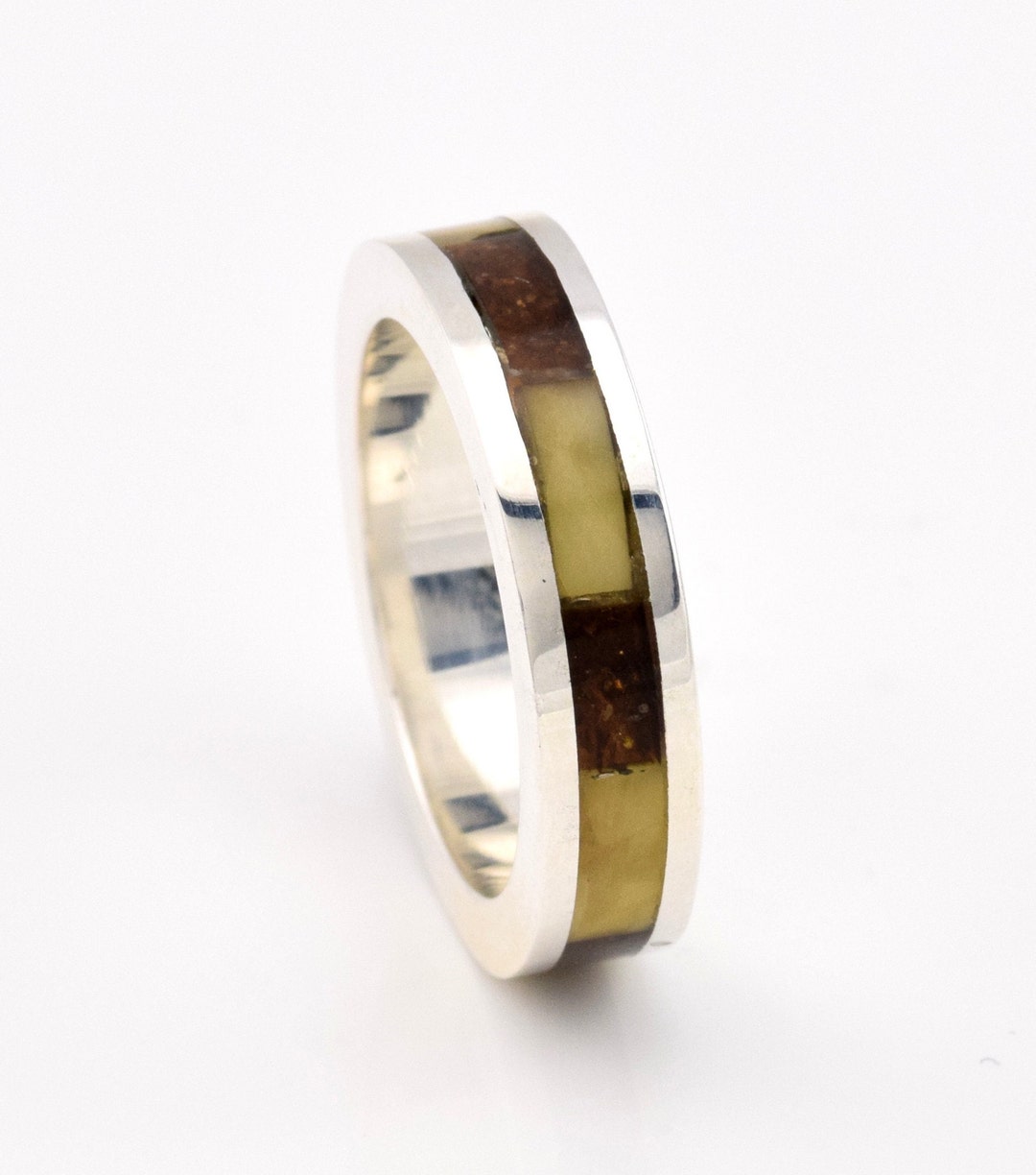 Sterling Silver and Natural Baltic Amber Ring, Amber Band - Etsy UK