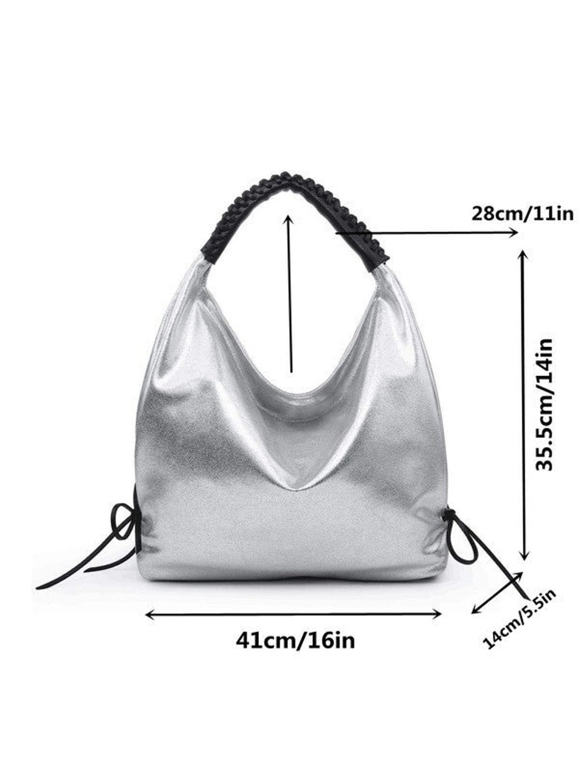 Women Hobo Bag Metallic Silver - Etsy