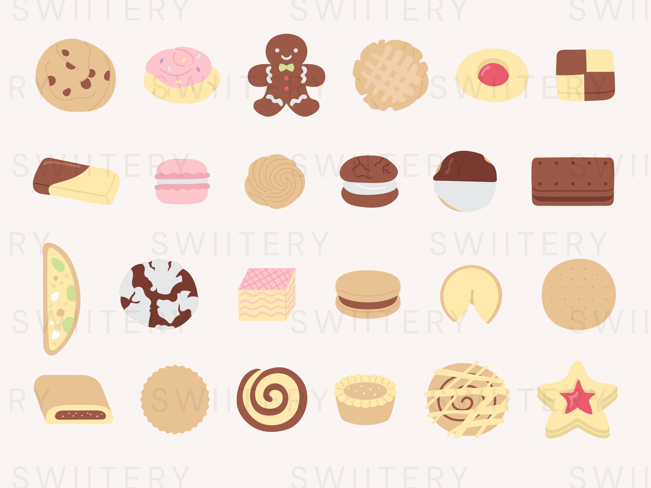Cookie and Biscuit Clipart Set PNG, Dessert Food Illustration | Digital ...