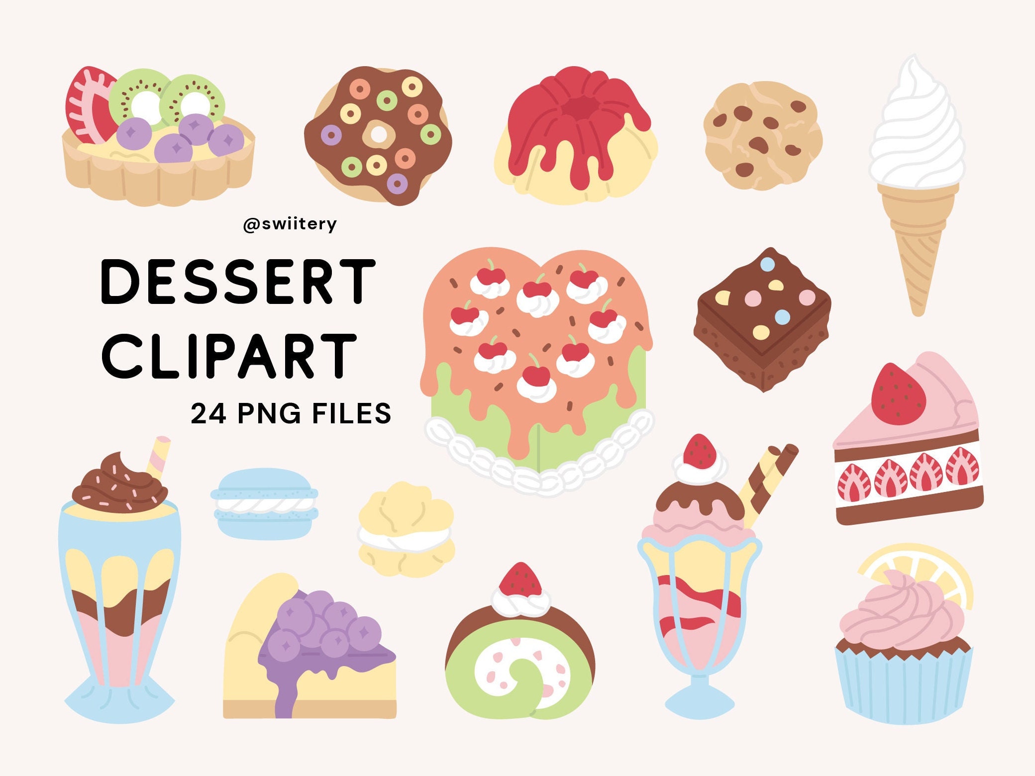 Desserts Clipart PNG | Sweets Graphics for Food Lover | Cake Ice Cream ...