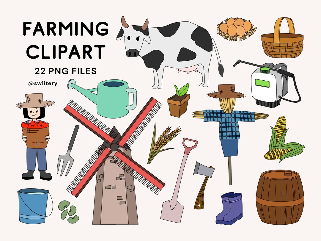 Farming Clipart Set PNG, Agriculture Illustration | Digital Instant ...