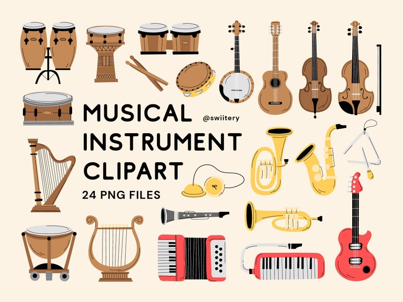 Musical Instrument Clipart Set PNG Music and Sound - Etsy