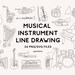 Musical Instrument Line Drawing Clipart PNG SVG | Minimal Line Art for ...