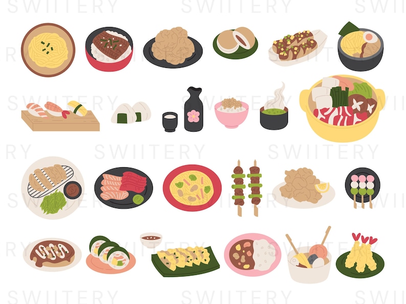 Japanese Food Clipart Set PNG, Asian Cuisine Restaurant Menu ...