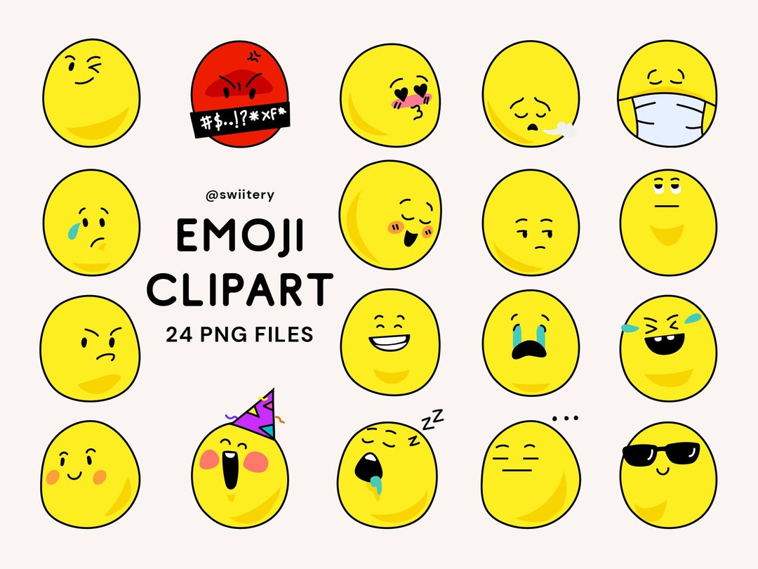 Emoji Clipart Set PNG, Smiling Face Emoticon Illustration | Digital ...