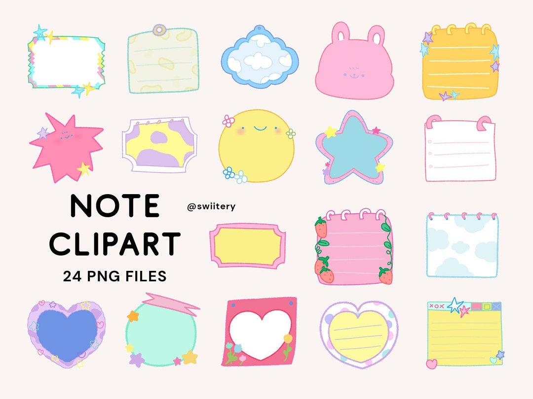Note Clipart PNG | Cute Paper Note Graphics for Planner Decor | Sticker ...