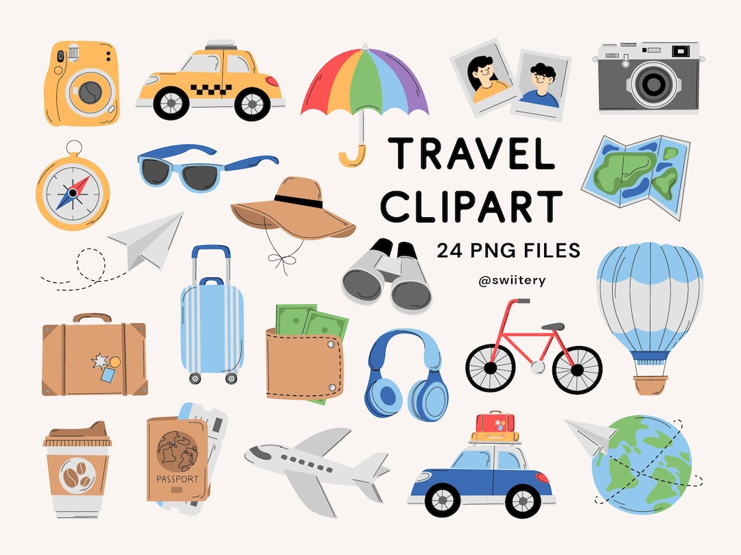 Travel Clipart Set PNG, Trip Journey Illustration | Digital Instant ...