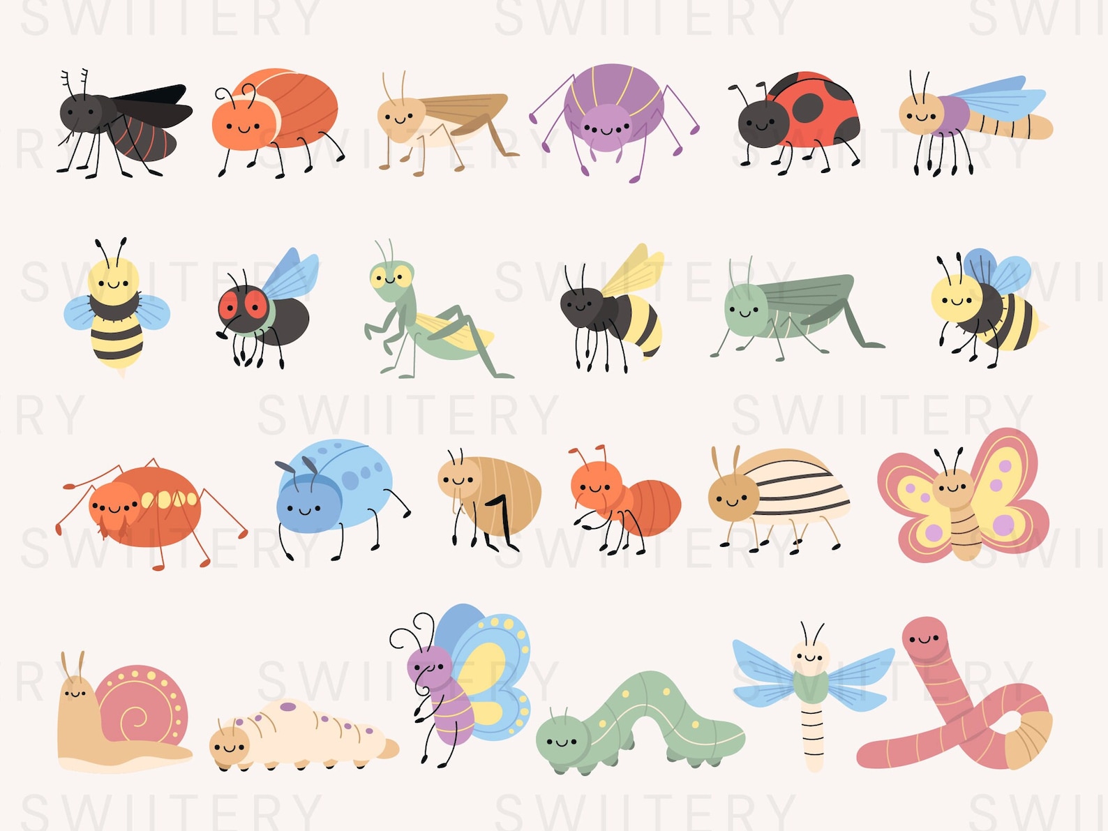 Bug & Insect Clipart Set PNG, Animal Illustration | Digital Instant ...