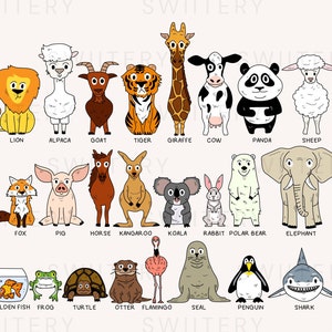 Animal Clipart Set PNG, Cartoon Pet Illustration | Digital Instant ...