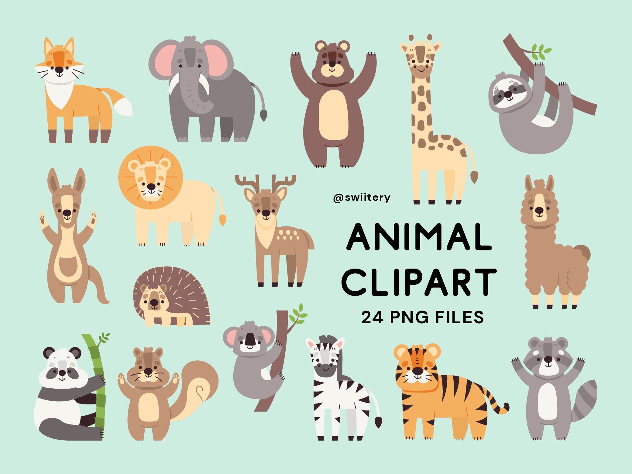 Animal Clipart PNG | Zoo Wild Forest Cartoon Graphics for Kids | Lion ...