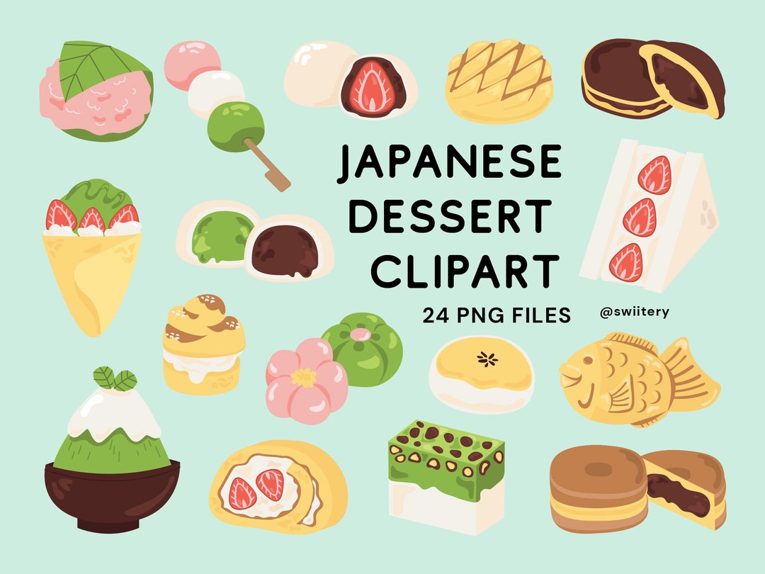 Japanese Dessert Clipart Set PNG, Sweets & Desserts Cafe Illustration ...