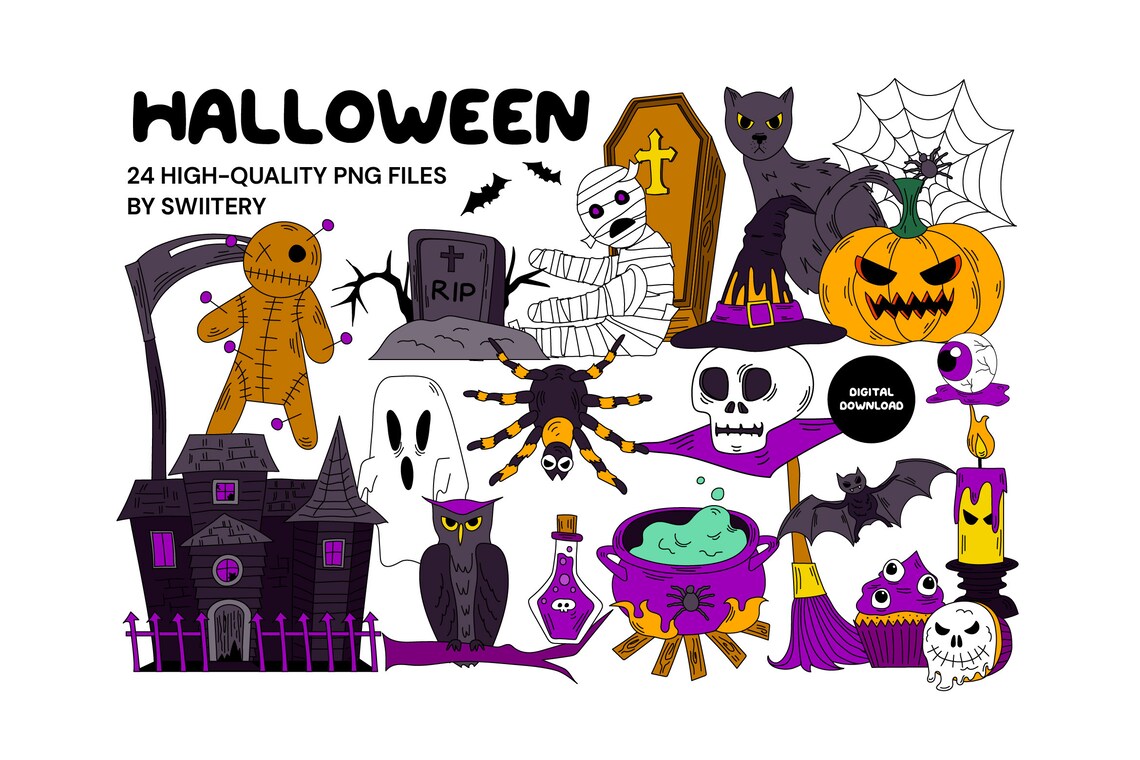 Halloween Clipart PNG Holiday Decoration Graphics for Happy - Etsy