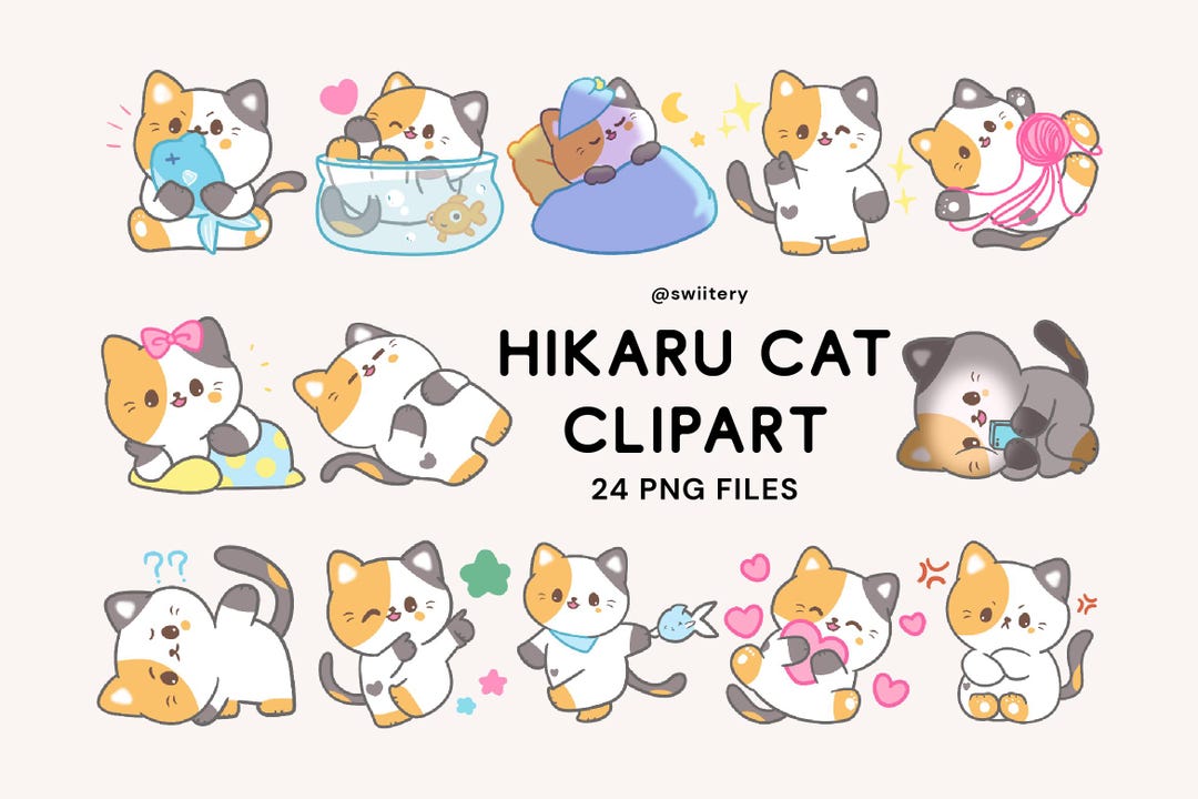 Hikaru Cat Clipart PNG | Cute Kitten Cat Cartoon Character Pet ...