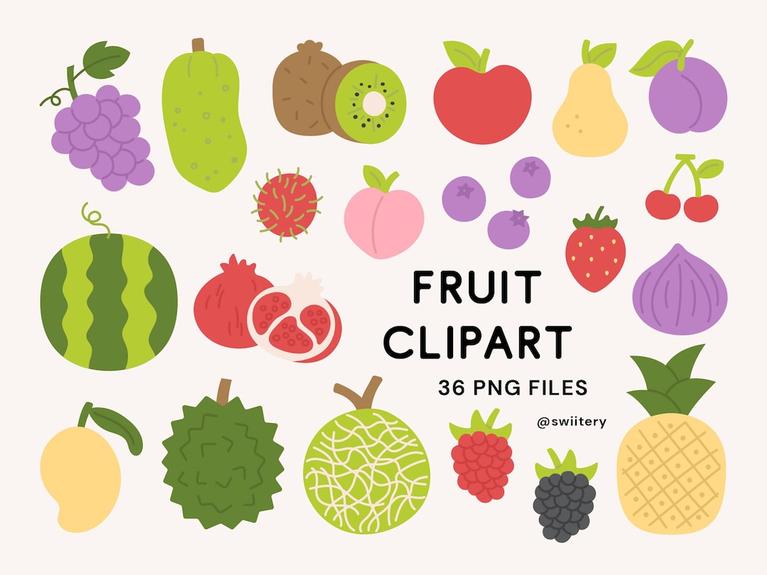 Fruit Clipart Set PNG, Healthy Nature Food Illustration | Digital ...