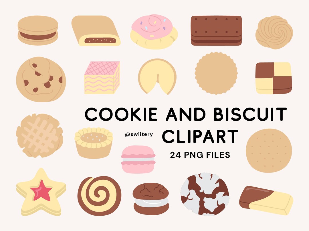 Cookie and Biscuit Clipart Set PNG, Dessert Food Illustration | Digital ...
