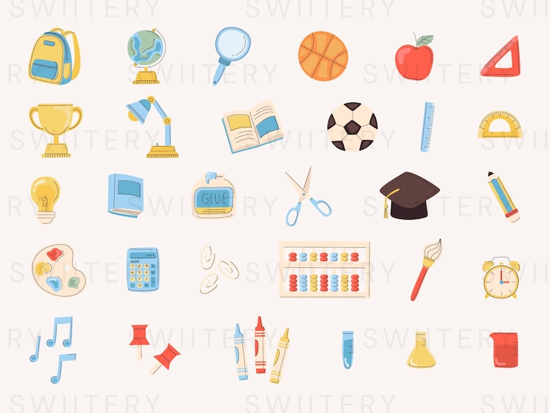 Back to School Clipart Set PNG Education Learning - Etsy