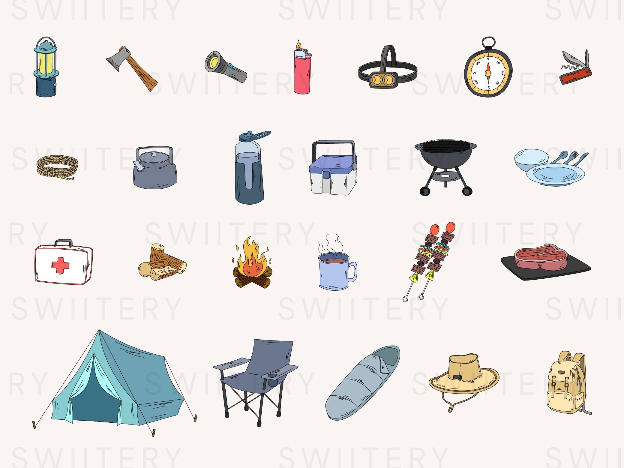 Camping Clipart Set PNG Campground Outdoor Activity - Etsy Portugal