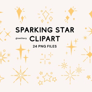 Sparking Star Clipart Set PNG, Glowing Star Light Illustration ...